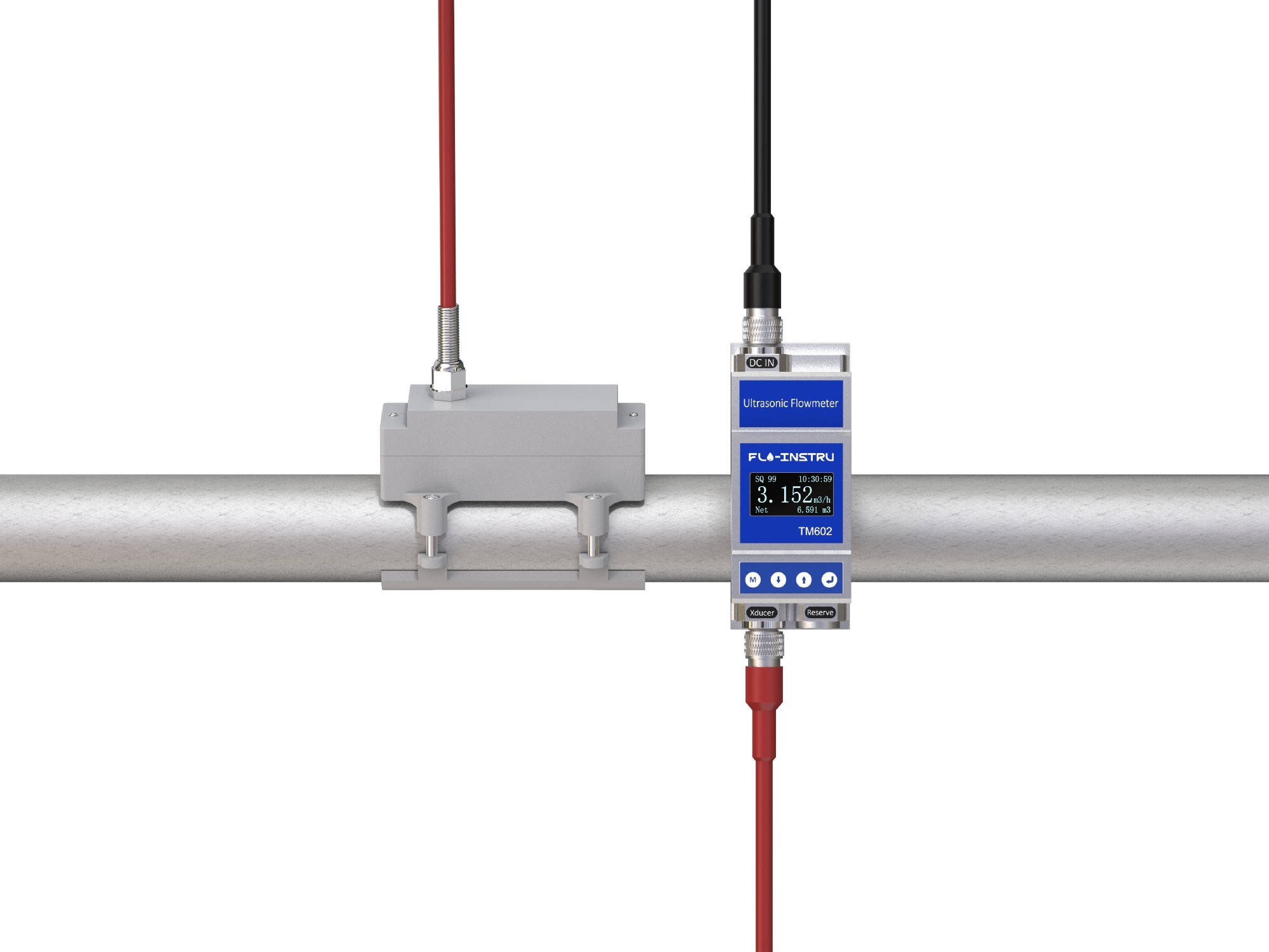 Modbus Komunikasi Baja Karbon TM602 Ultrasonik Flow Meter untuk ...